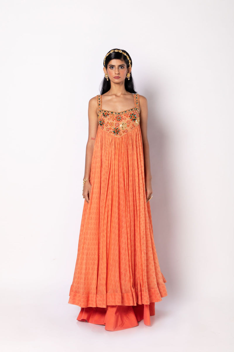 Melon Orange Dress with Pallazo Pants Set – Labbada Store