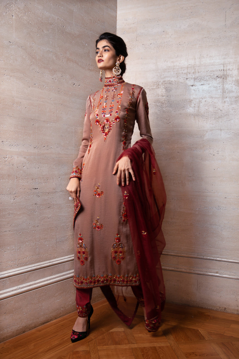 Brown Kurta Palazzo and Dupatta Set – Labbada Store