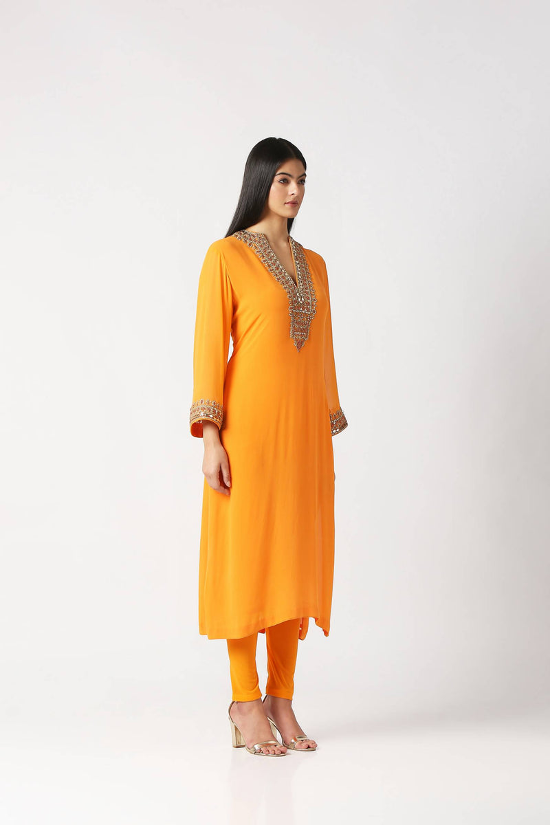 Mango Yellow Kurta with Churidar – Labbada Store