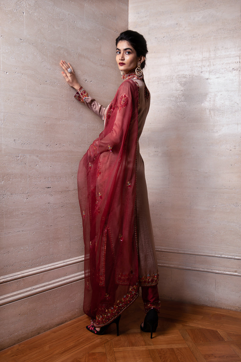 Brown Kurta Palazzo and Dupatta Set – Labbada Store